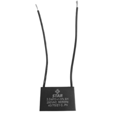 Capacitor Ventilador Cuadrado 3.5 MF 370 VAC 2 Cables