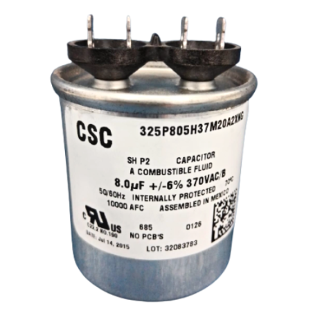 Capacitor de Trabajo 8MF 370 Vac. Redondo