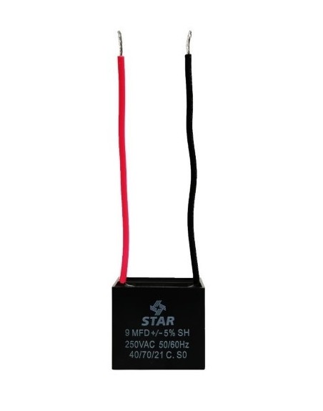 Capacitor Cuadrado 9 MF, 250V, 2 Cables